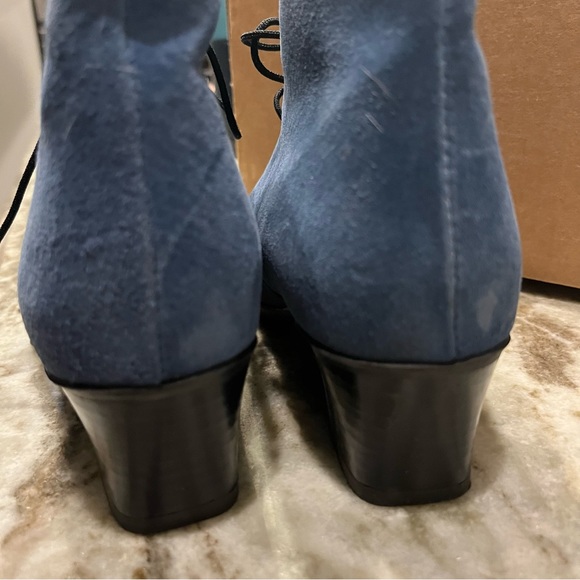 Regence | Shoes | Regence Vintage Blue Suede Block Heel Ankle Abhors Sz ...